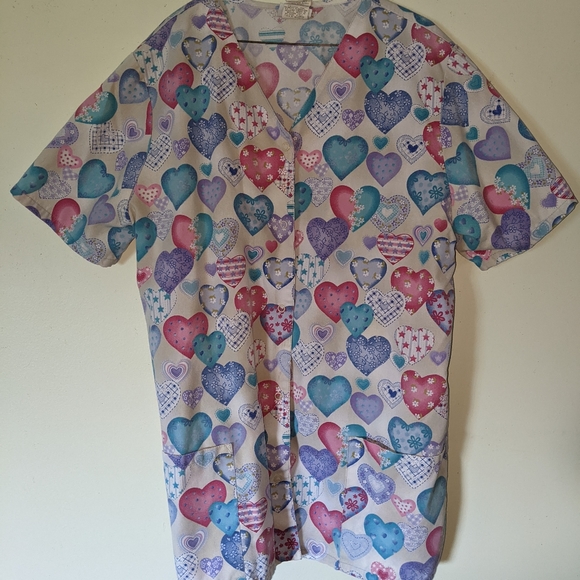Simply Basic | Other | Heart Scrub Top | Poshmark